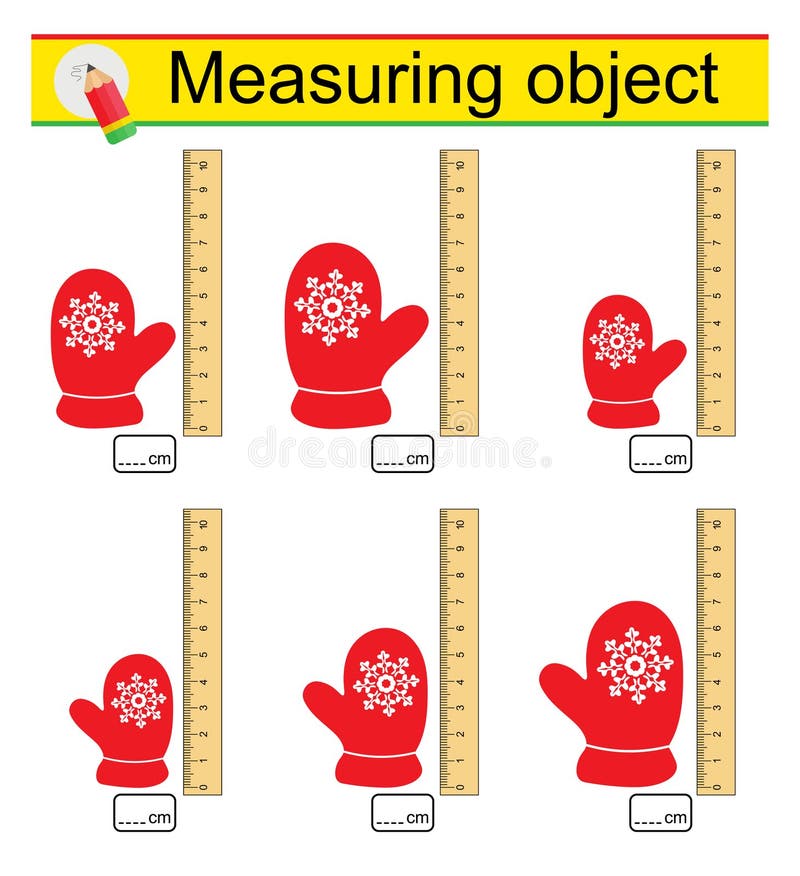 Worksheet for Preschool Kids. Measuring the Length of Mittens with a ...