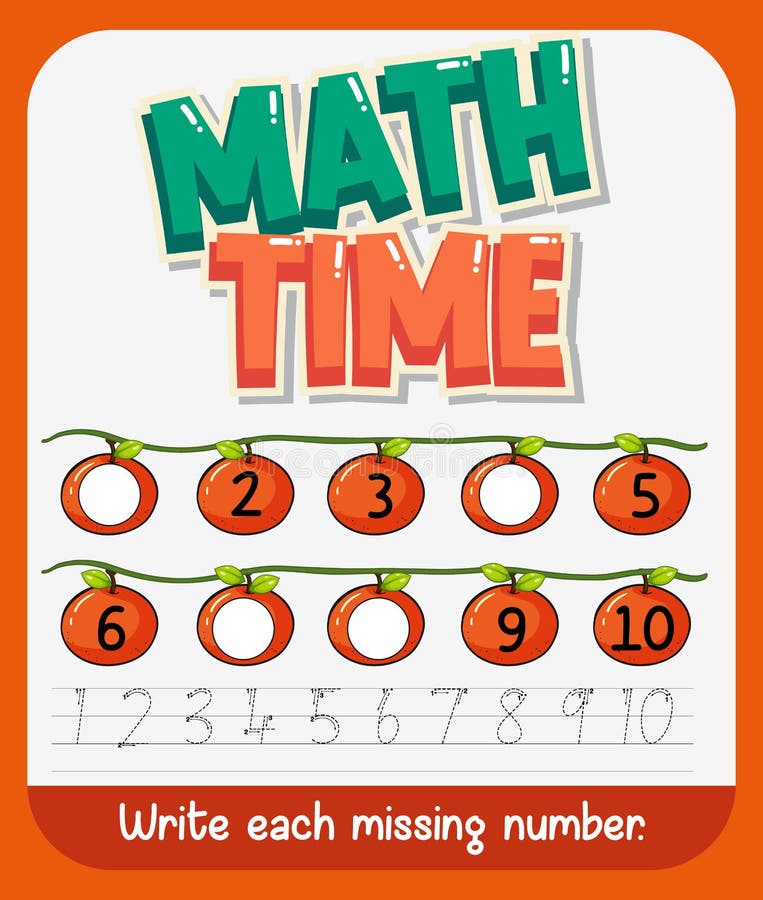 Worksheet Template Design for Math with Missing Number Stock Vector ...