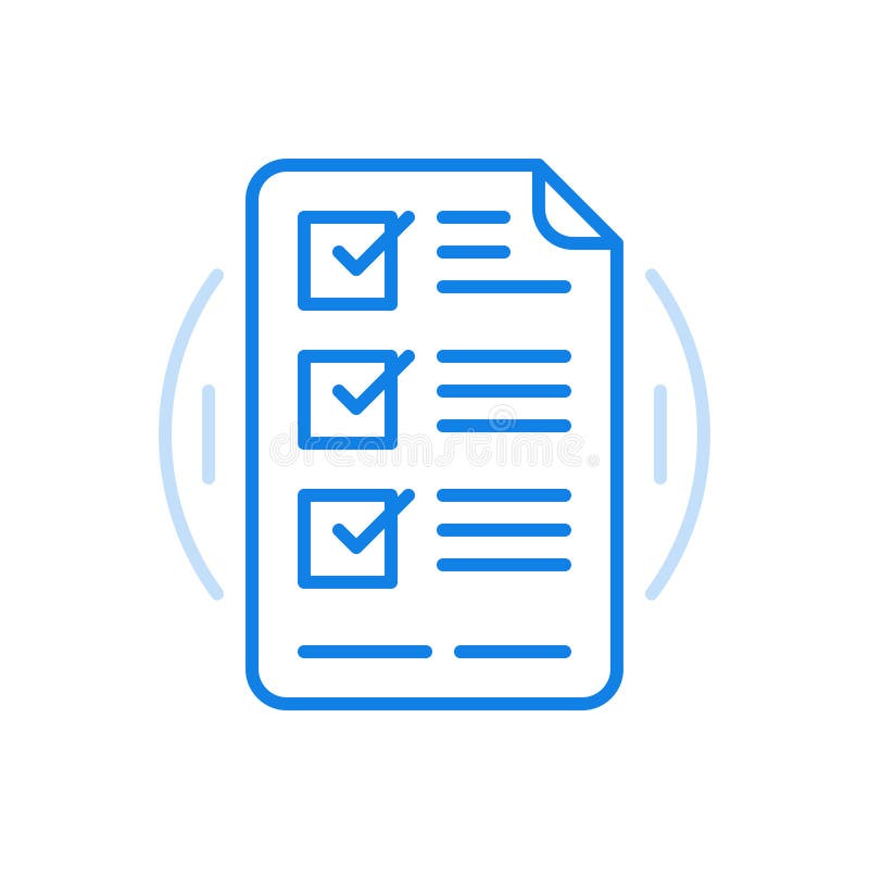 Worksheet with Tests Vector Line Icon. Checklist of Questions with ...