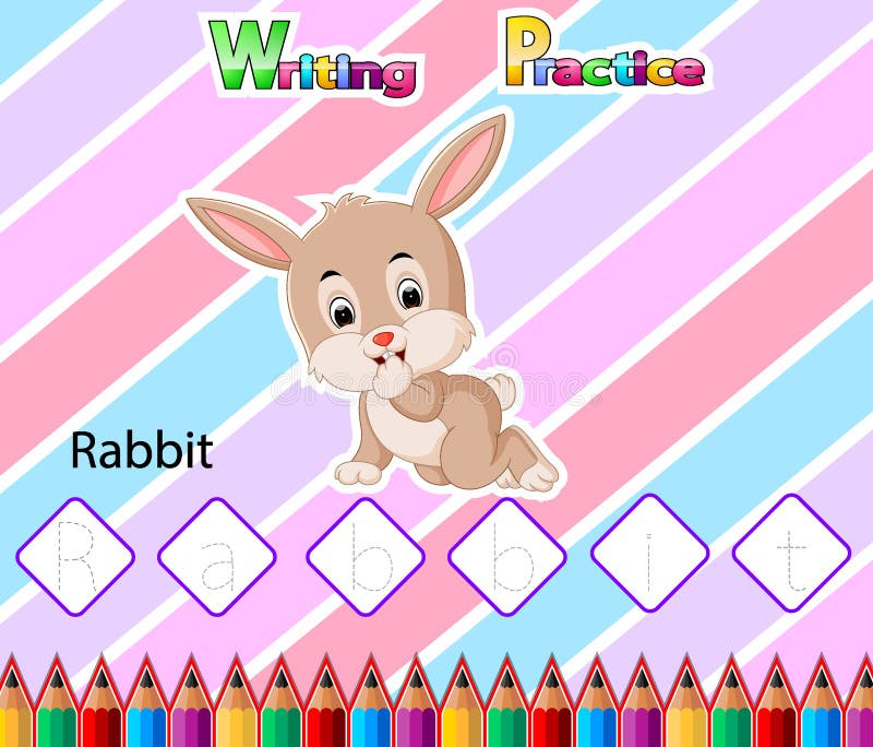 Worksheet Writing Practice Alphabet R for Rabbit Stock Vector ...