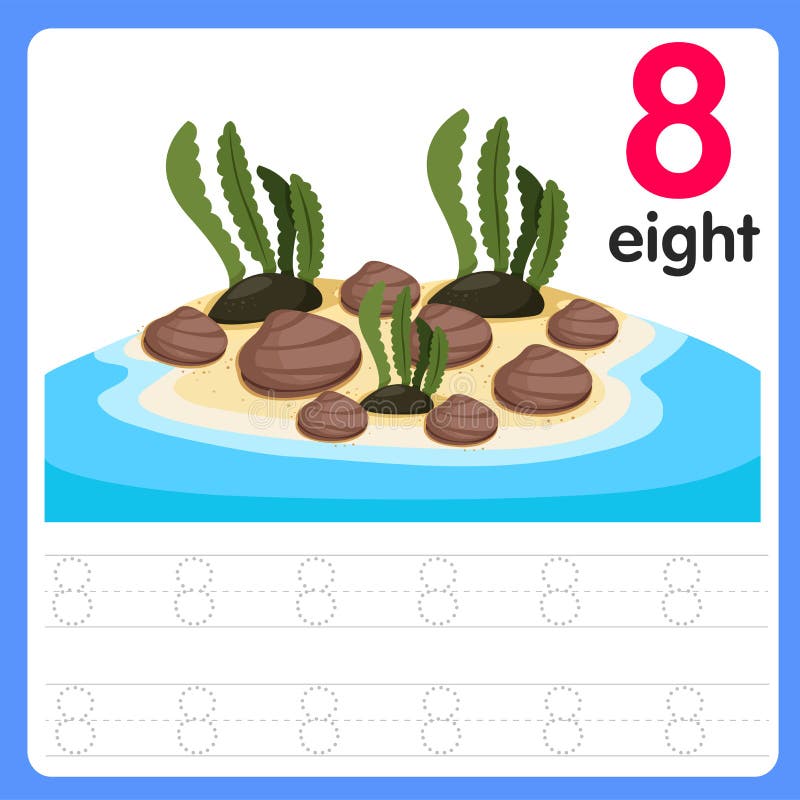 Worksheet Writing Practice Number Eight Stock Vector - Illustration of ...
