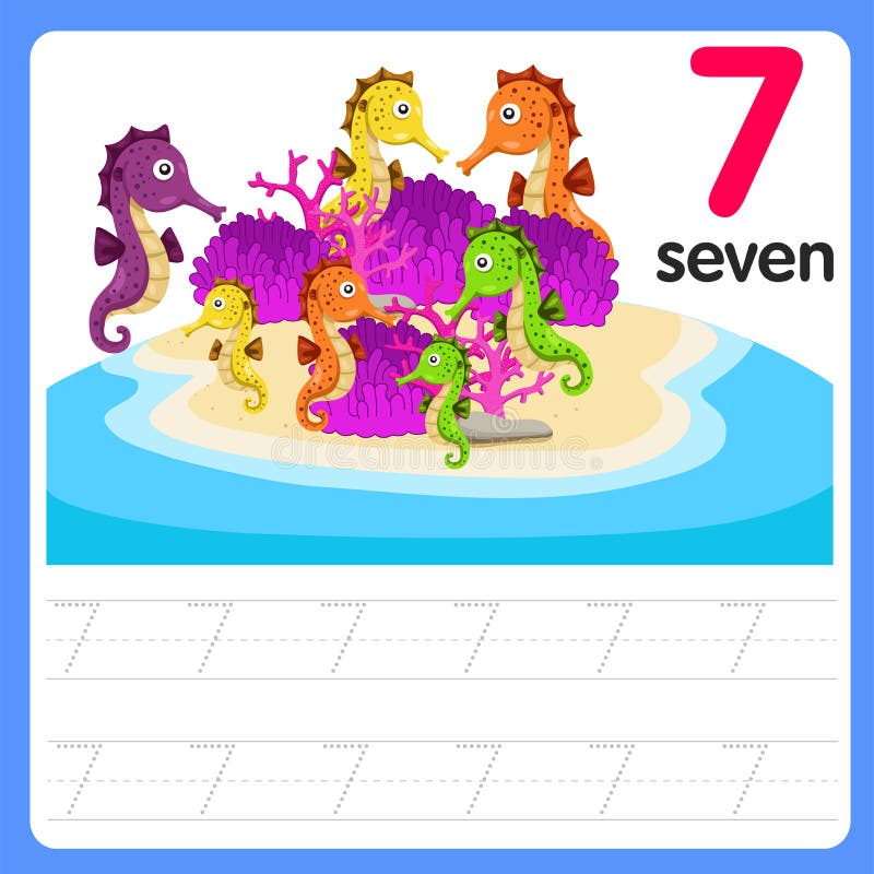 Worksheet Writing Practice Number Seven Stock Vector - Illustration of ...