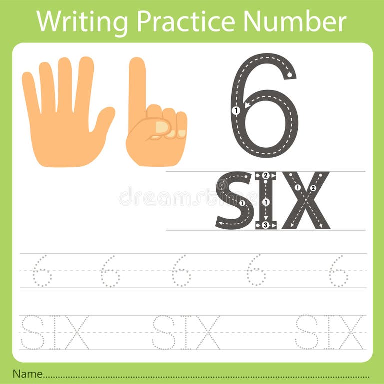 Worksheet Writing Practice Number Six Stock Vector - Illustration of ...