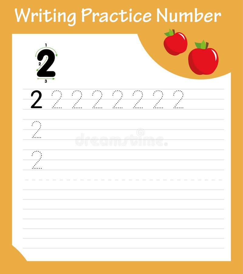 Writing Practice Number Two Stock Vector - Illustration of math, basic ...