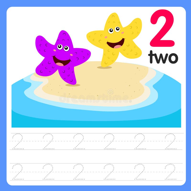 Worksheet Writing Practice Number Two Stock Vector - Illustration of ...