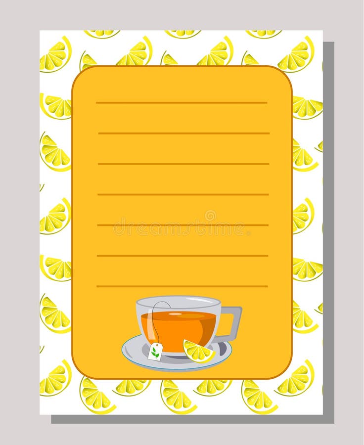 Worksheet for Writing Recipes, Notes and To-do List. a Cup of Tea and ...