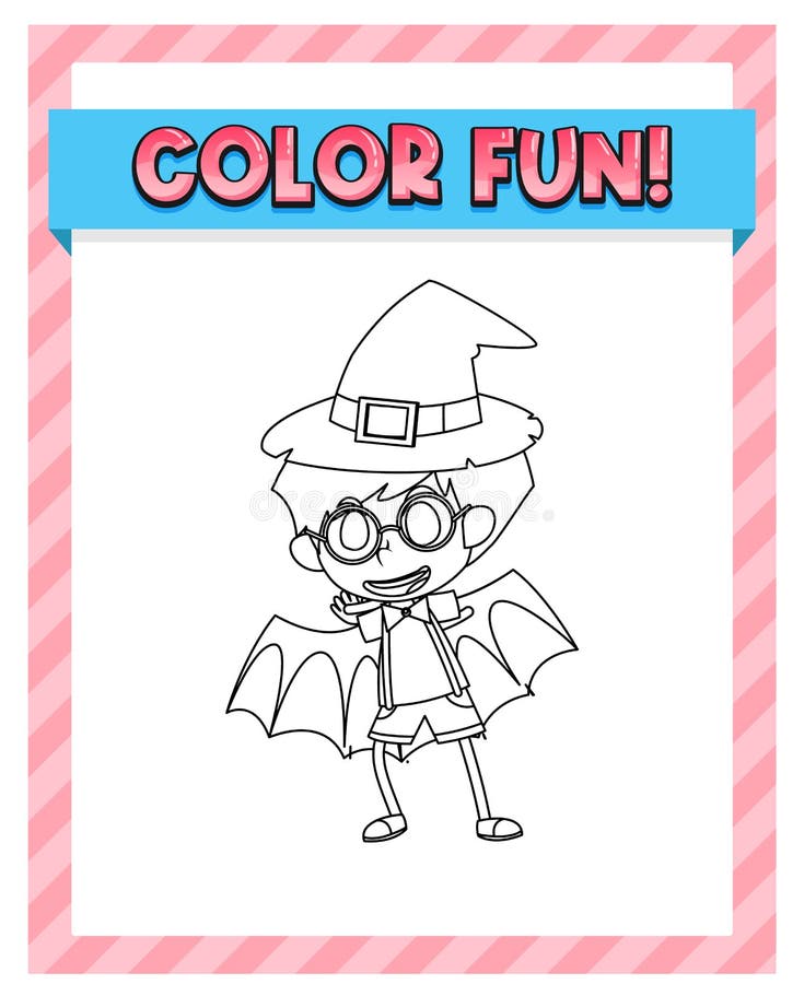 Worksheets Template with Color Fun! Text and Boy Outline Stock Vector ...