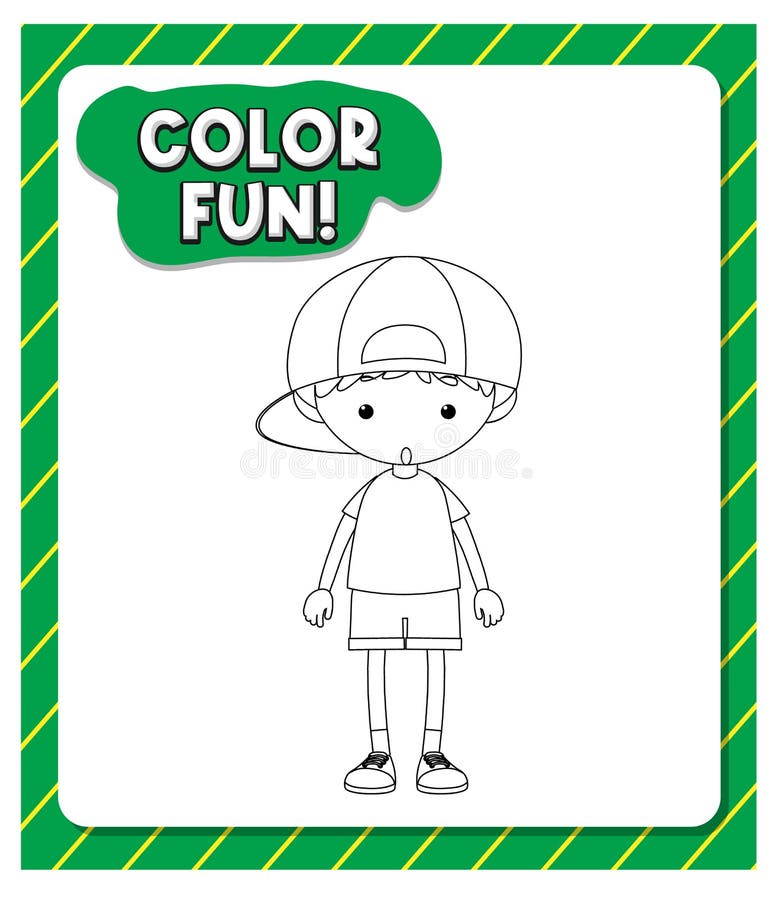 Worksheets Template with Color Fun! Text and Boy Outline Stock Vector ...