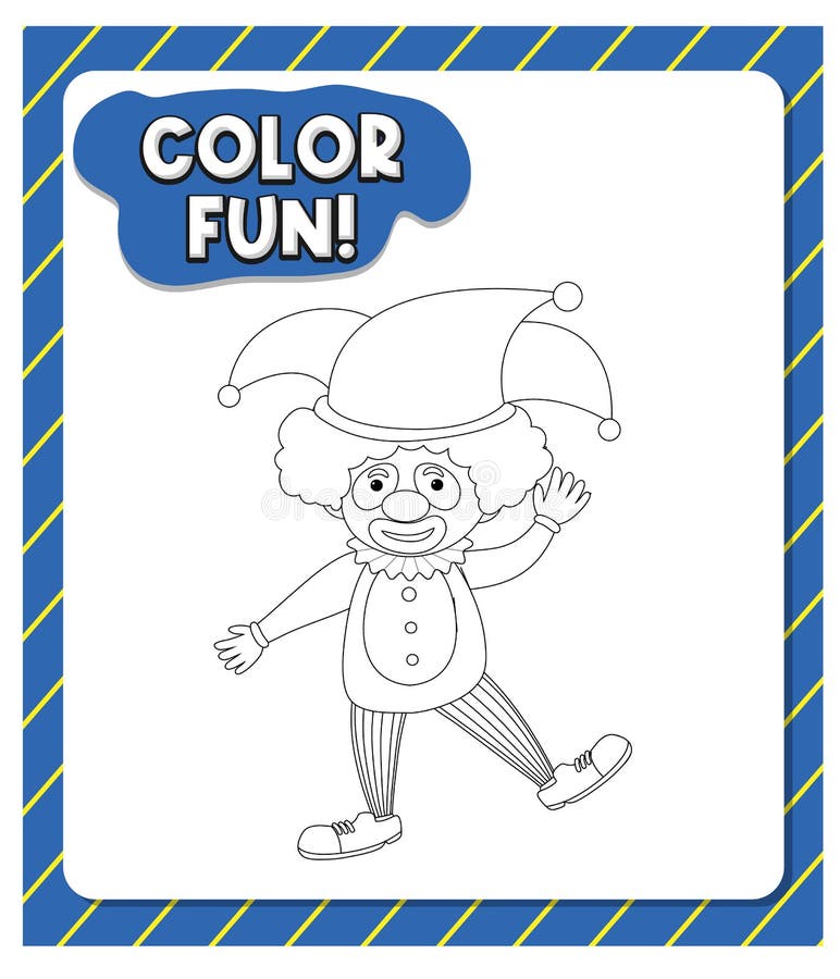Worksheets Template with Color Fun! Text and Clown Outline Stock Vector ...