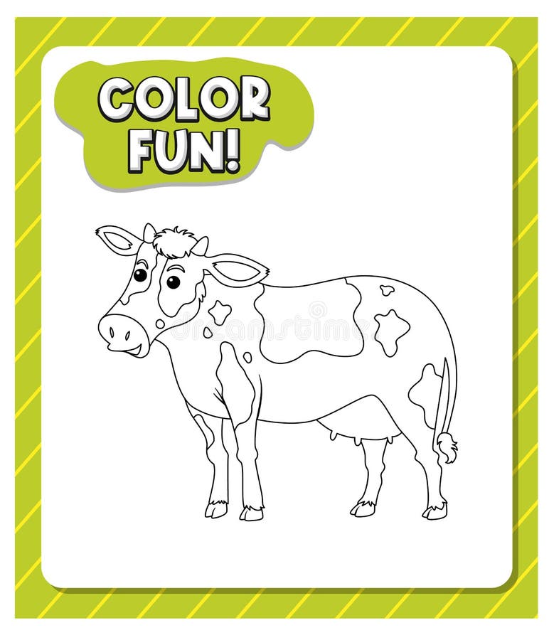 Worksheets Template with Color Fun! Text and Cow Outline Stock Vector ...