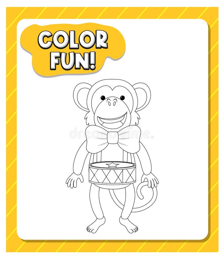 Worksheets Template with Color Fun! Text and Monkey Outline Stock ...