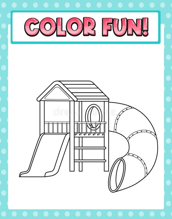 Worksheets Template with Color Fun Text and Playground Slide Outline ...