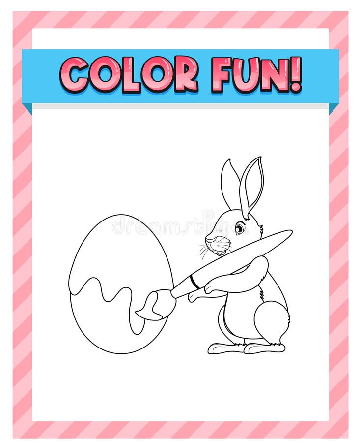 Worksheets Template with Color Fun! Text and Rabbit Outline Stock ...