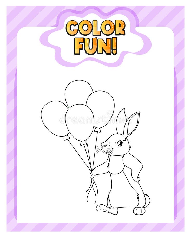 Worksheets Template with Color Fun! Text and Rabbit Outline Stock ...