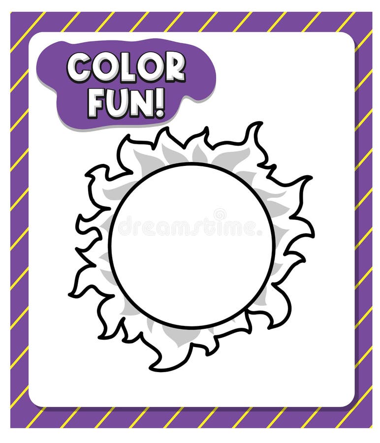 Worksheets Template with Color Fun! Text and Sun Outline Stock Vector ...