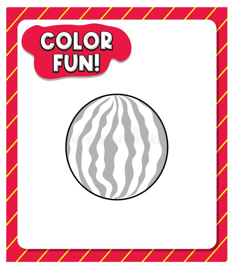 Worksheets Template with Color Fun! Text and Watermelon Outline Stock ...