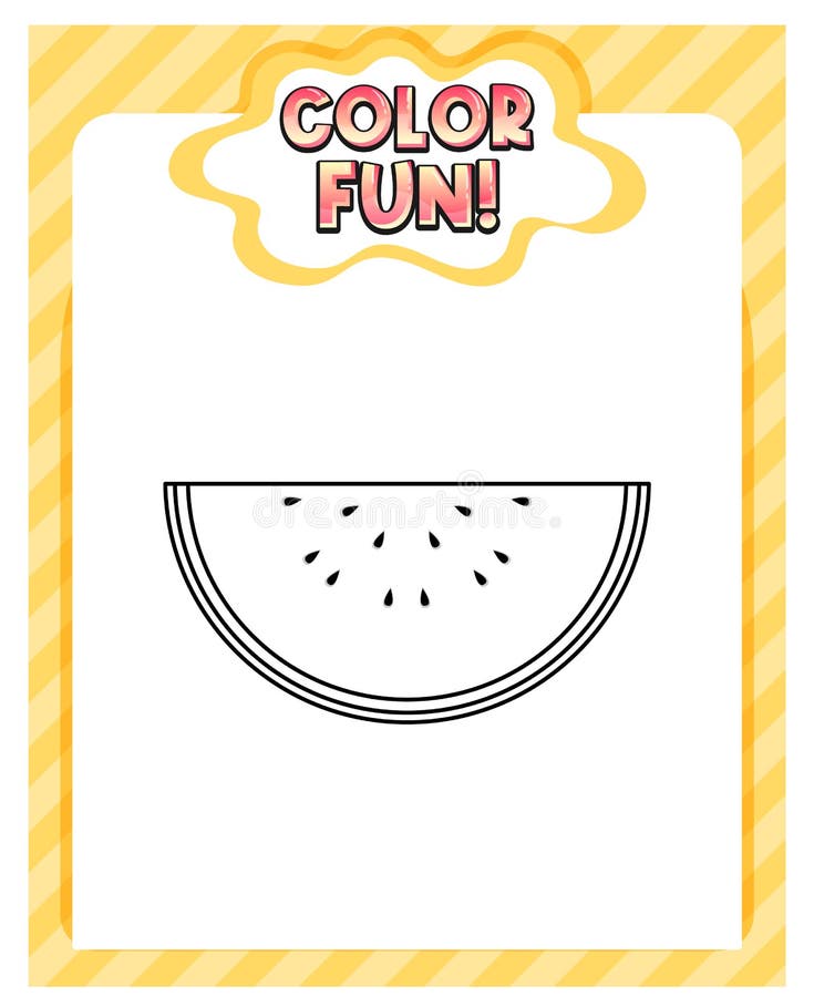 Worksheets Template with Color Fun! Text and Watermelon Outline Stock ...