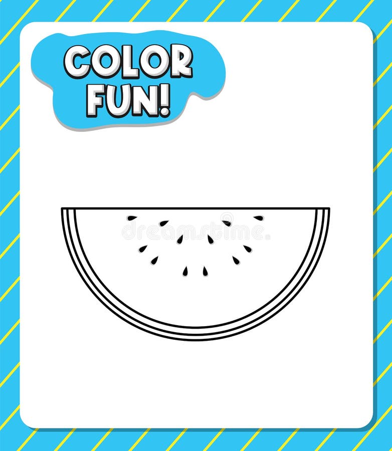 Worksheets Template with Color Fun Text and Watermelon Outline Stock ...