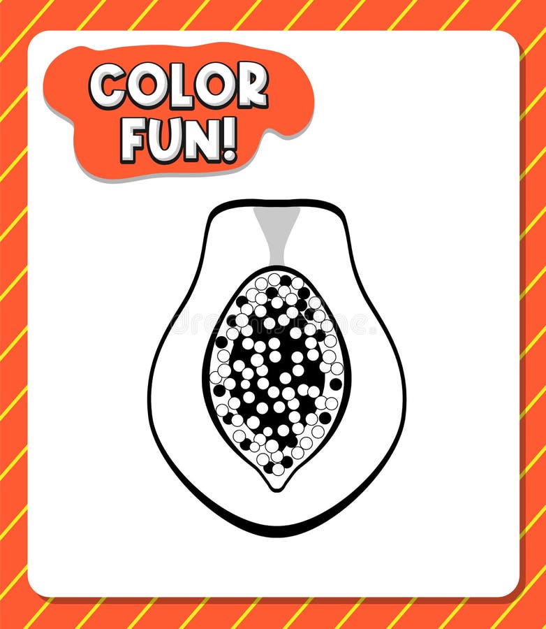 Worksheets Template with Color Fun Text and Watermelon Outline Stock ...
