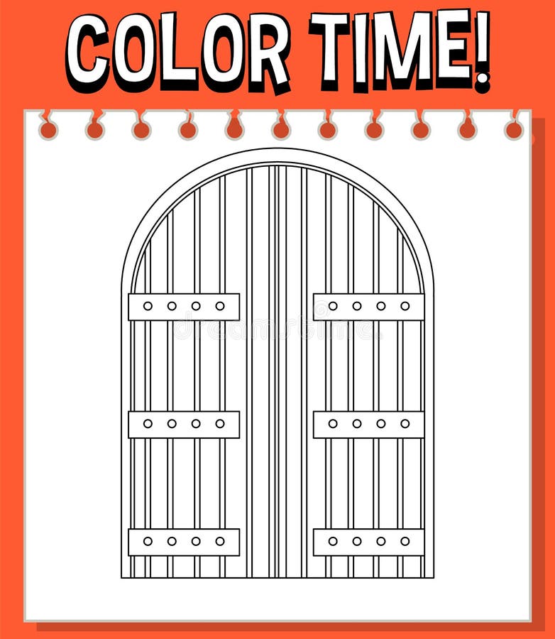 Worksheets Template with Color Time! Text and Door Outline Stock Vector ...