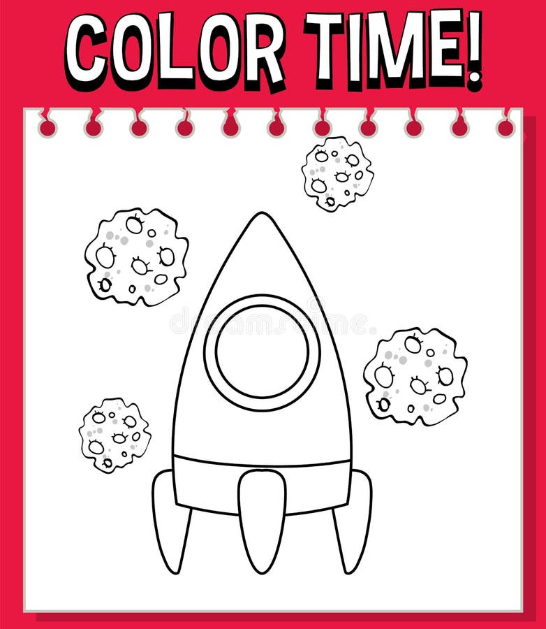 Worksheets Template with Color Time! Text and Rocket Outline Stock ...