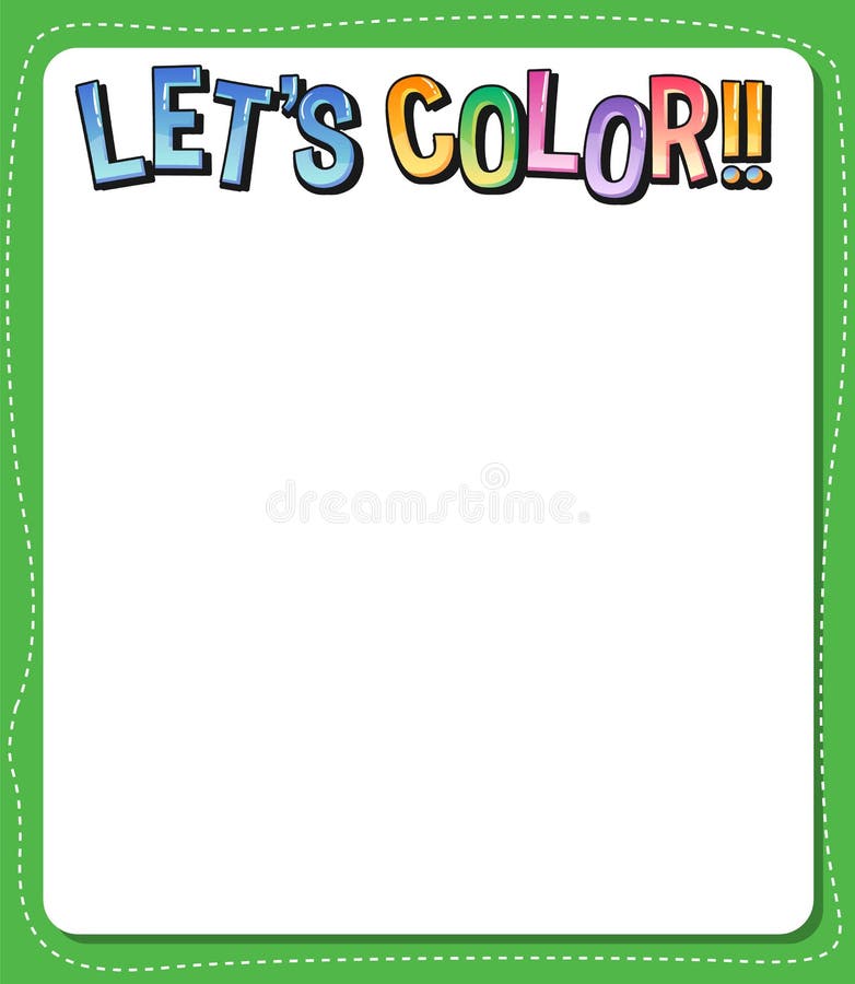 Worksheets Template with Lets Color!! Text Stock Vector - Illustration ...