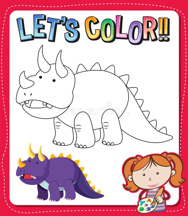 Worksheets Template with Lets Color Text Stock Vector - Illustration of ...