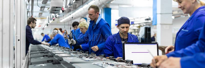 Minsk, Belarus - May 08, 2018: Workshop for Assembring Televisions ...