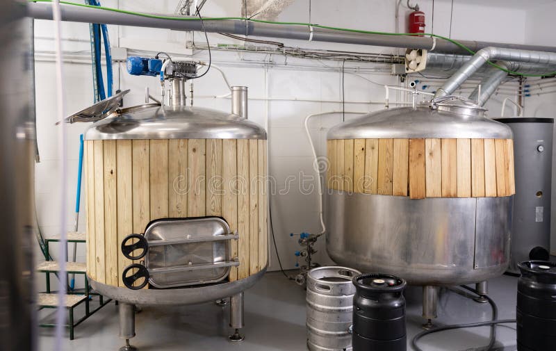 Large Beer Tanks in Brew House Stock Image - Image of steel, container ...