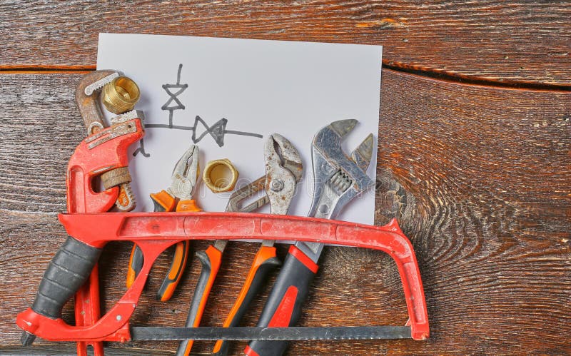Workshop Bench. Variety of Hand Tools on a Wooden Table, Top View, Copy ...