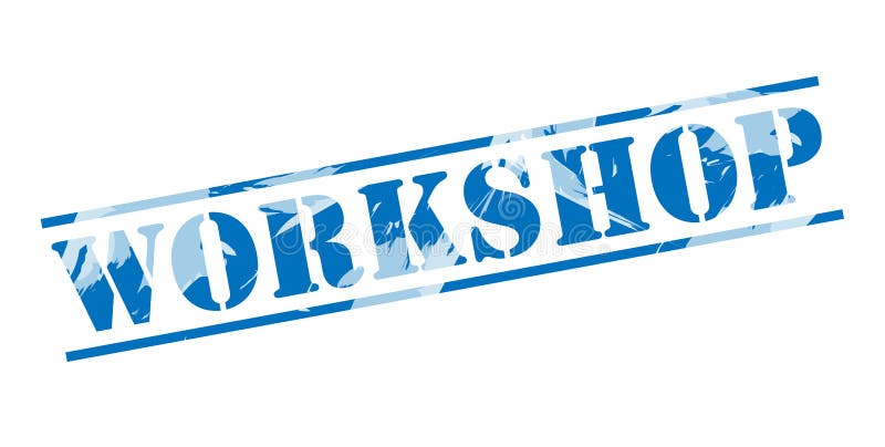 WORKSHOP Blue Overlapping Squares Banner Stock Illustration ...