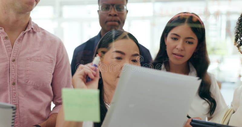 Workshop, Brainstorming and Business People with Manager at Glass for ...