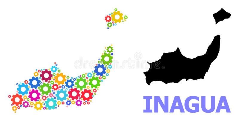 Workshop Collage Map of Inagua Islands with Colorful Wheels Stock ...