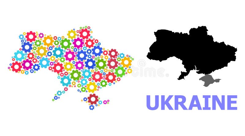 Workshop Collage Map of Ukraine with Colored Wheels Stock Vector ...