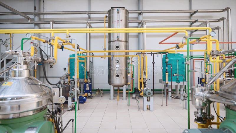 A Workshop with a Complex Chemical Process. Tanks and Pipelines Stock ...