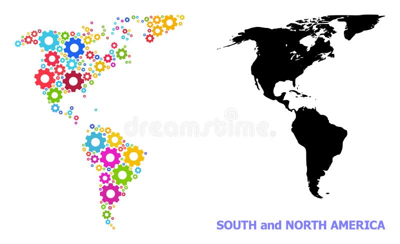 Workshop Composition Map of South and North America of Multi-Colored ...