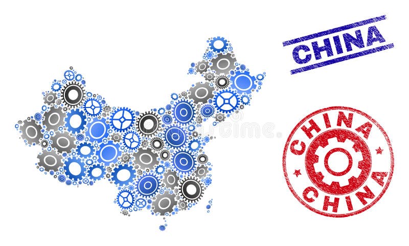 Workshop Composition Vector China Map and Grunge Seals Stock Vector ...