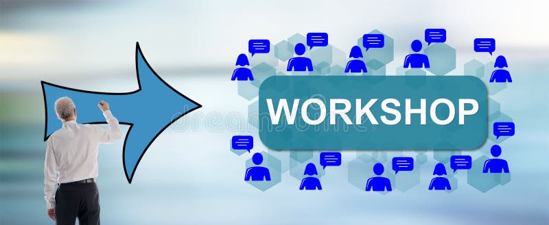 Workshop Concept Drawn by a Man Stock Photo - Image of seminar ...