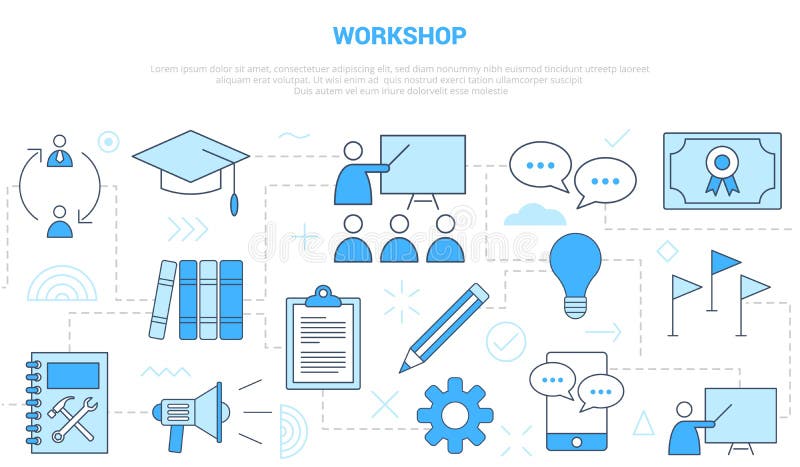 Workshop Concept with Icon Line Style Set Template Banner with Modern ...