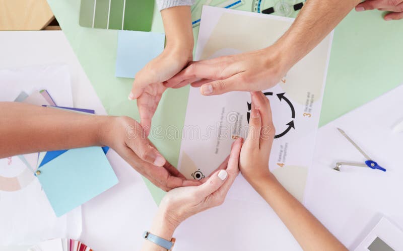 Workshop, Creative and Business People with Hands in Circle ...