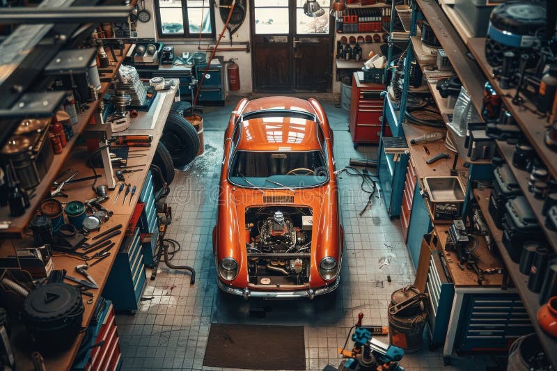 Workshop Environment: Customized Car Tuning Stock Illustration ...