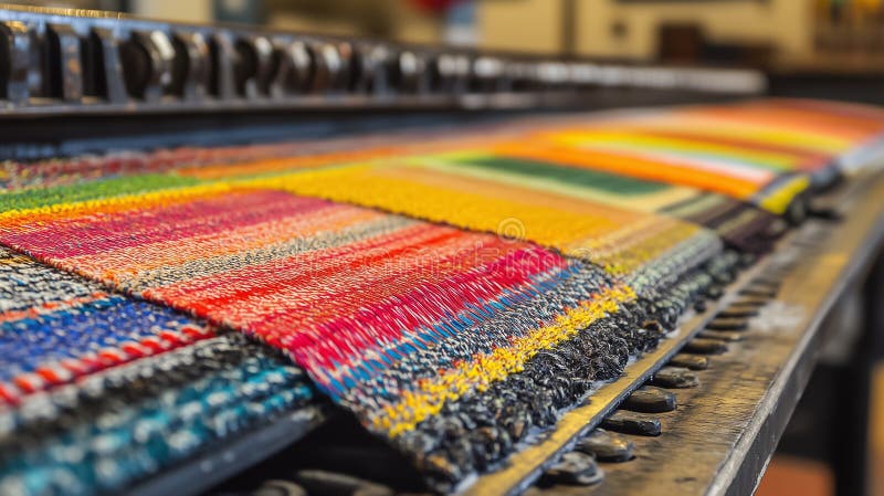 A Workshop Features Vibrant Threads and Fabrics Ready for Weaving ...