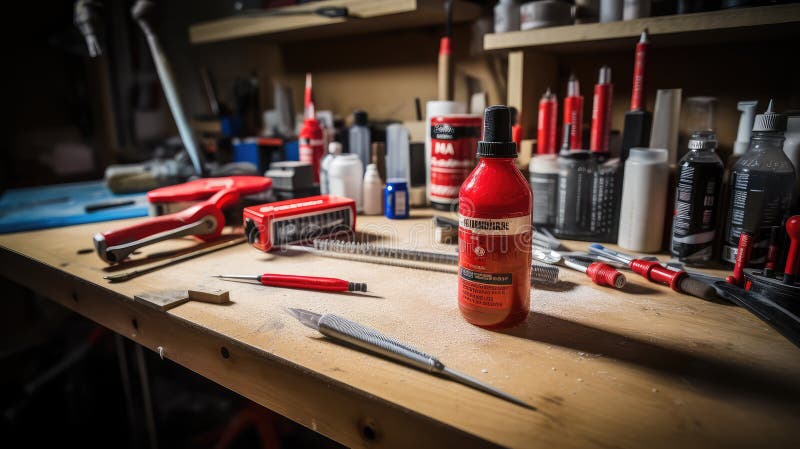 Workshop glue bottle stock illustration. Illustration of tape - 375566845