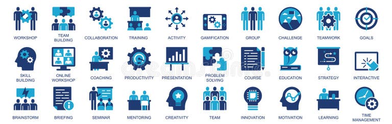 Workshop Icon Set in Flat Duotone Solid Icons Web Design. Pack ...