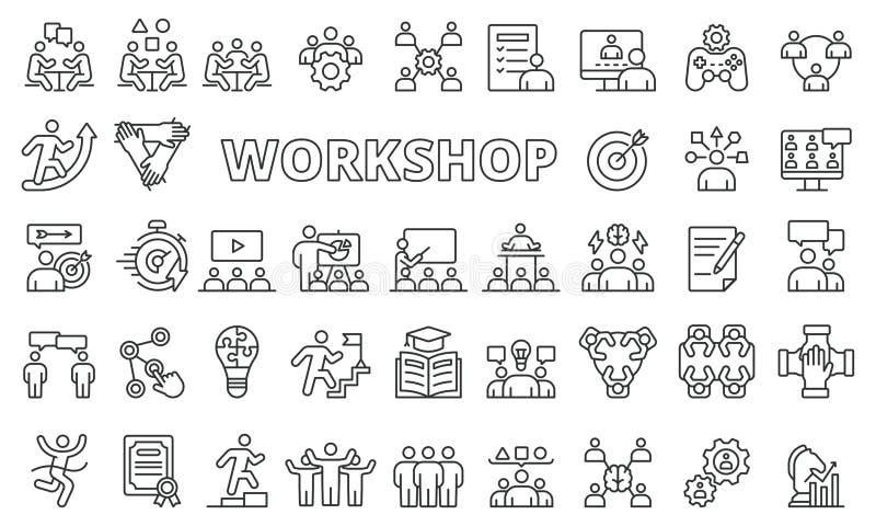 Workshop Icon Set in Line Design. Training, Learning, Skills, Education ...
