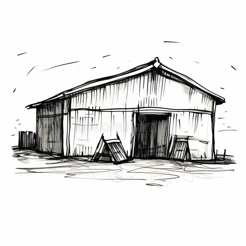 Rough Hand Drawn Sketch of a Simple Workshop Design Stock Illustration ...