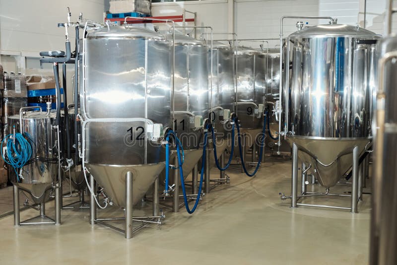 Workshop at Industrial Factory with Focus on Steel Fermentation Tanks ...