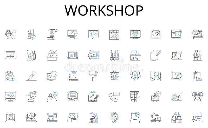 Workshop Line Icons Collection. Interactive, Online, Distance ...