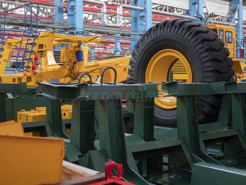 Workshop of Machine-building Plant. Huge Wheel and Different Metal ...