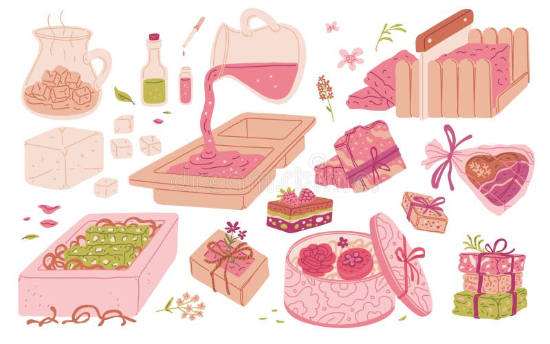 Vector Illustration from a Soap Making Workshop with Silicone Molds ...